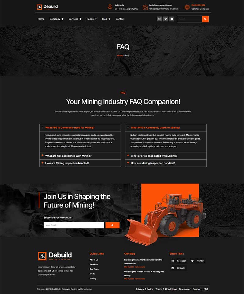 Debuild - Mining & Industry Elementor Pro Template Kit by Rometheme